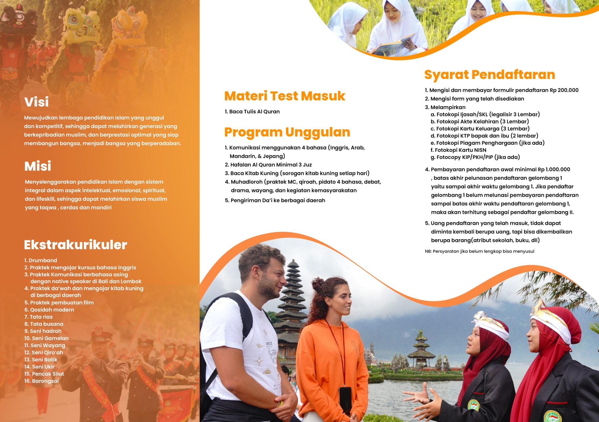 Brosur PPDB Pesantren Modern 4 Bahasa Al Muhibbin